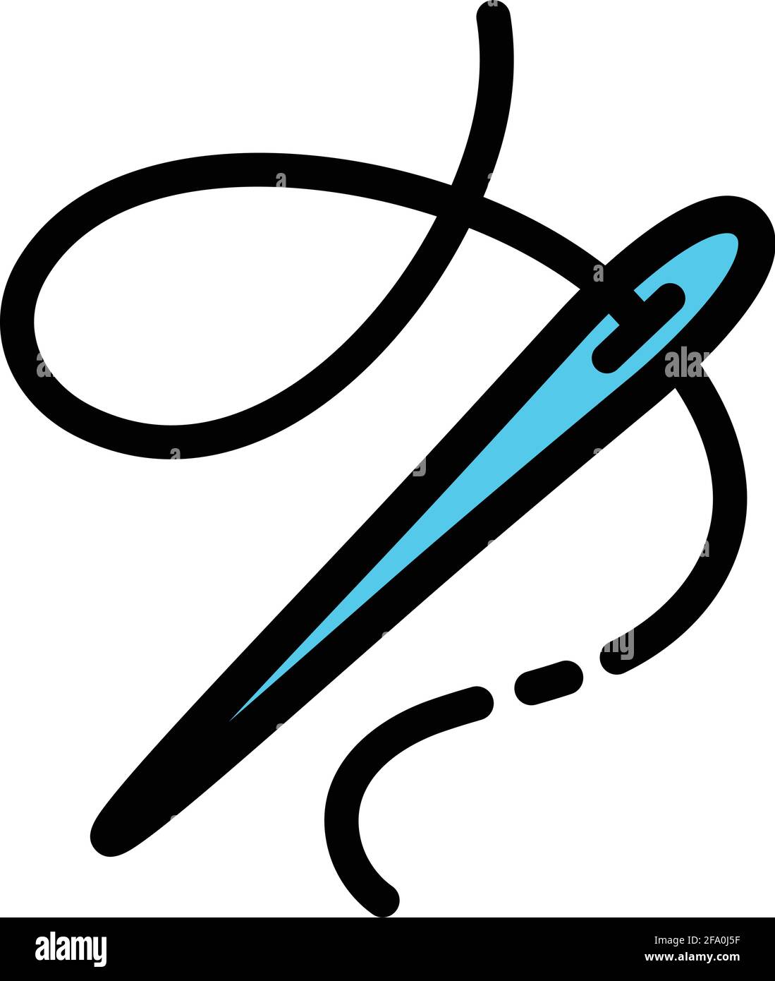 Sewing needle with thread color icon. Tailoring. Symbol in simple style ...