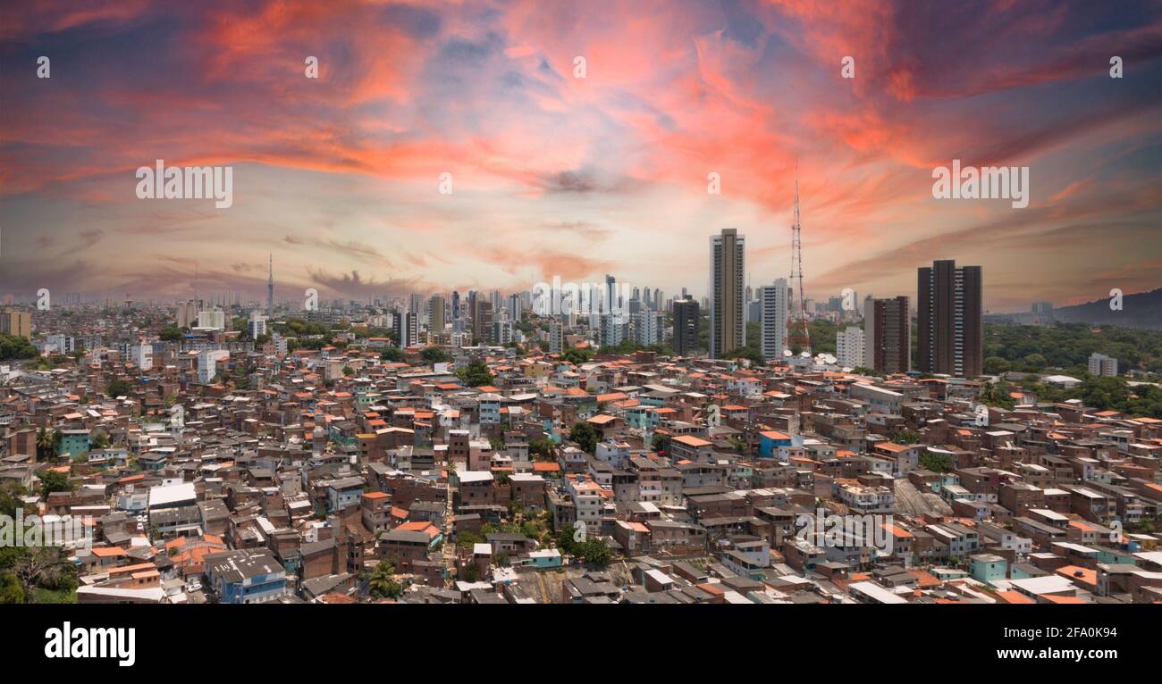 Favela and buildings urban social contrast Stock Photo - Alamy
