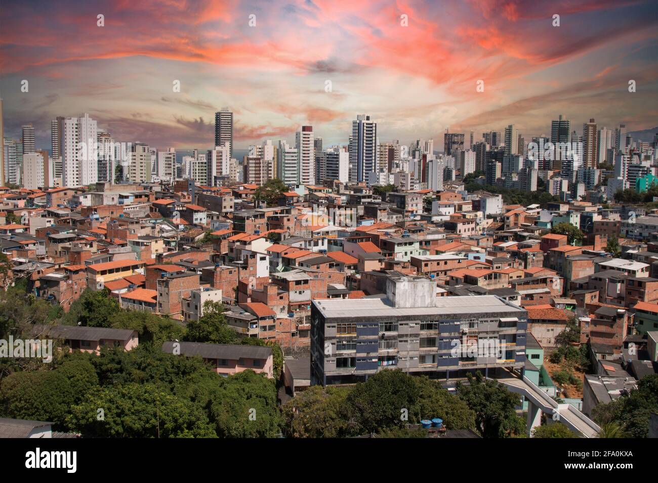 Urban social contrast. Buildings and slum. Inequality Stock Photo - Alamy