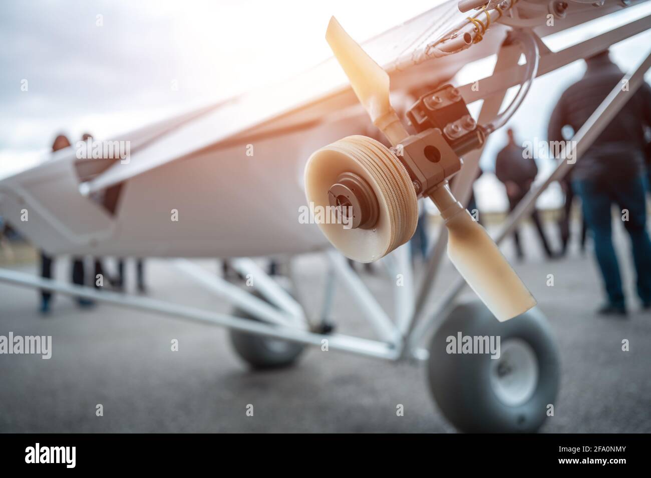 close up of sprayer of remote radio controlled light airplane Stock ...