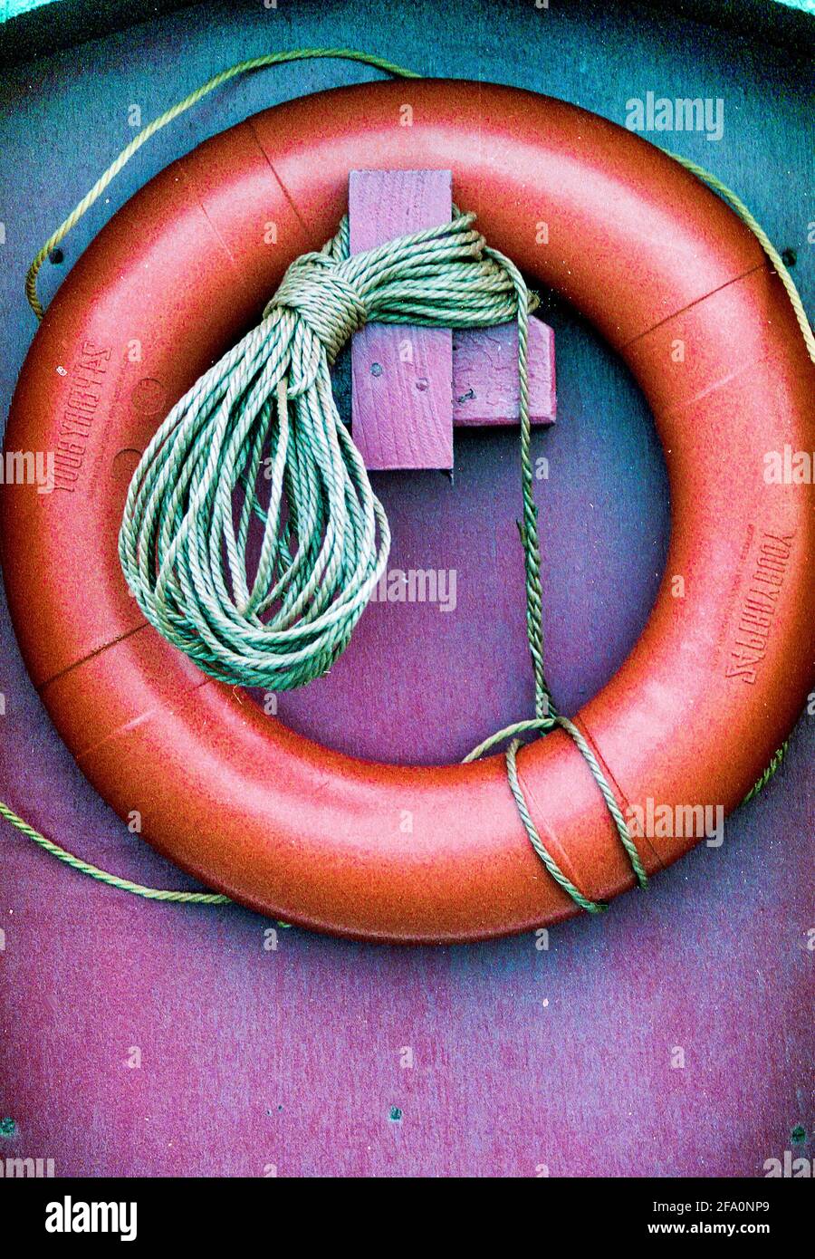 Life preserver ready at a beach resort Stock Photo - Alamy