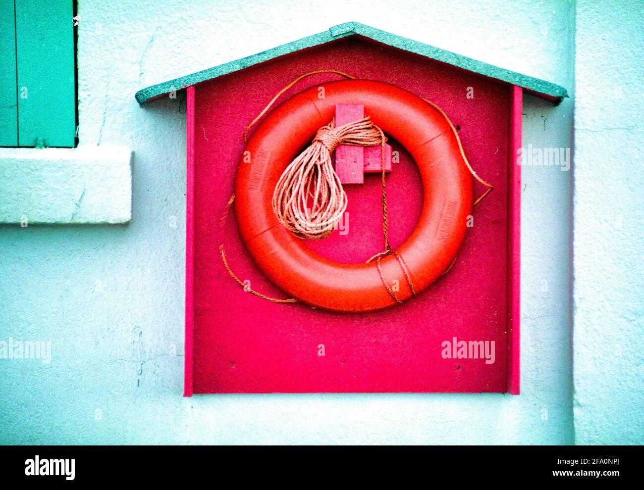 Life preserver ready at a beach resort Stock Photo - Alamy