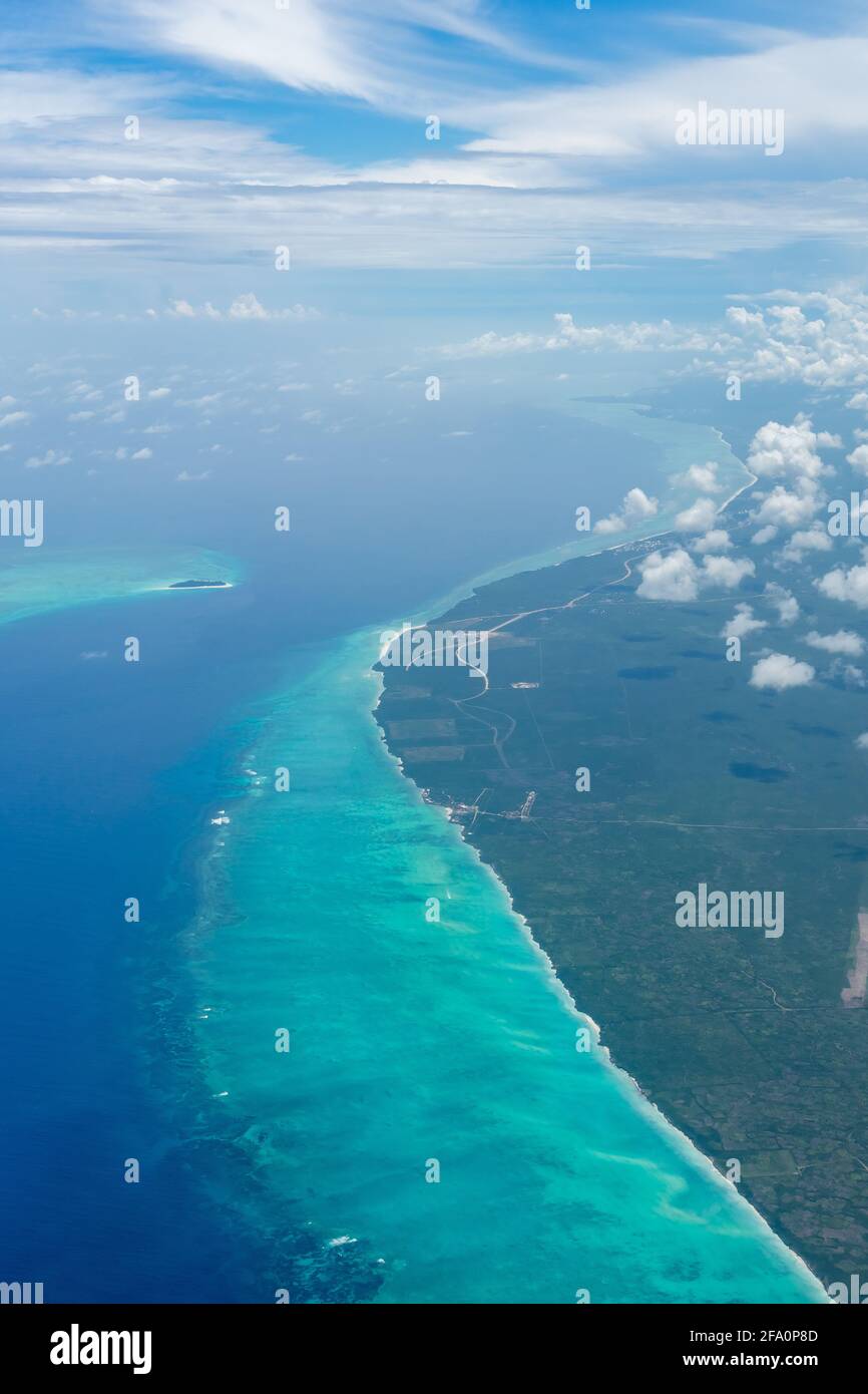 Aerial view on Zanzibar. Zanzibar is a tanzanian island in the indian ...