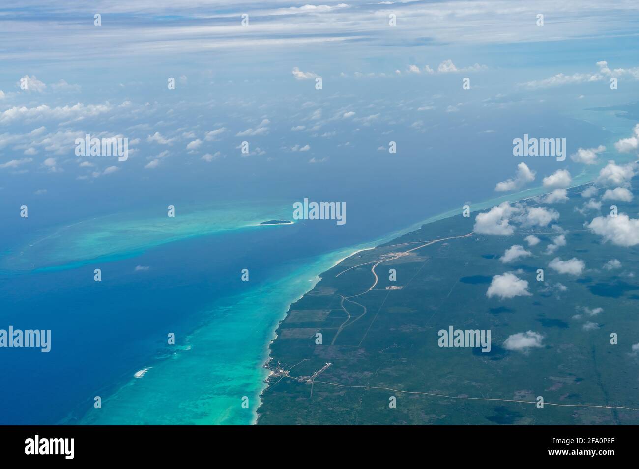 Aerial view on Zanzibar. Zanzibar is a tanzanian island in the indian ...