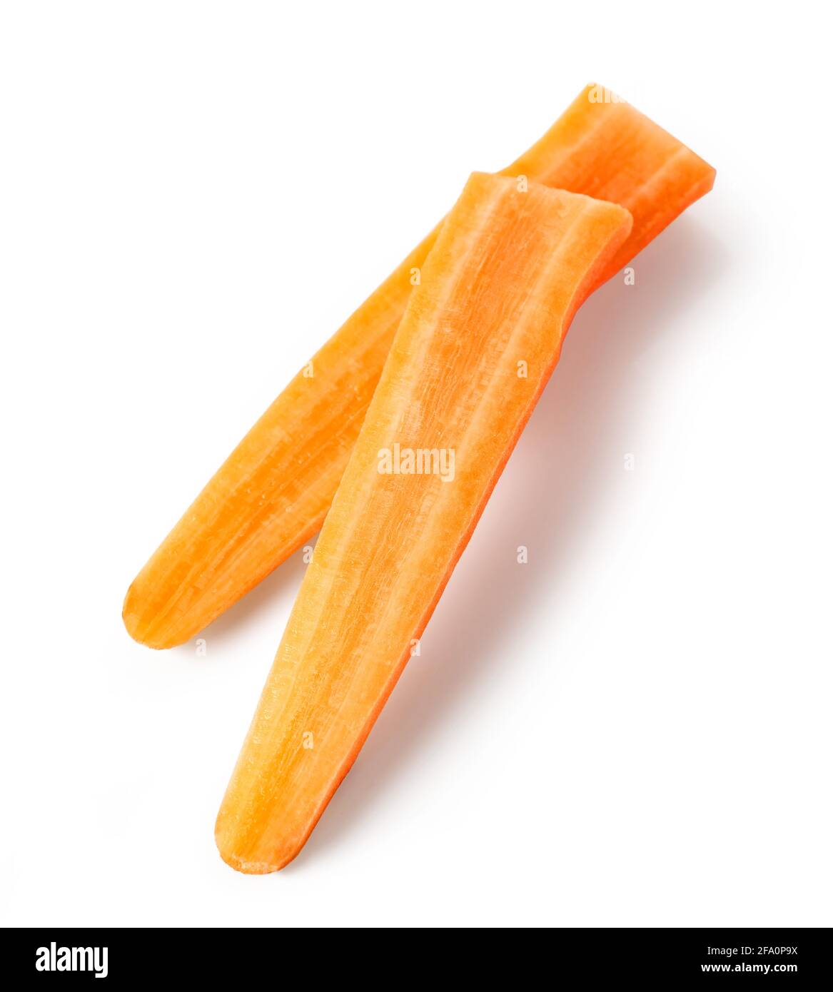 two pieces of fresh raw carrot isolated on white background Stock Photo ...