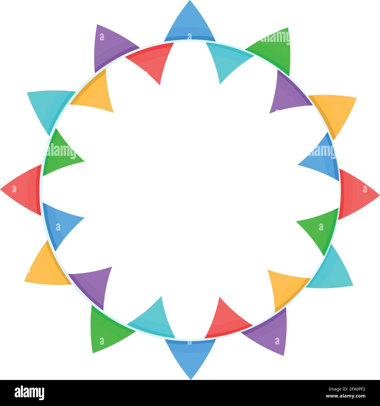 The frame is round with multicolored flags on a string .Vector ...