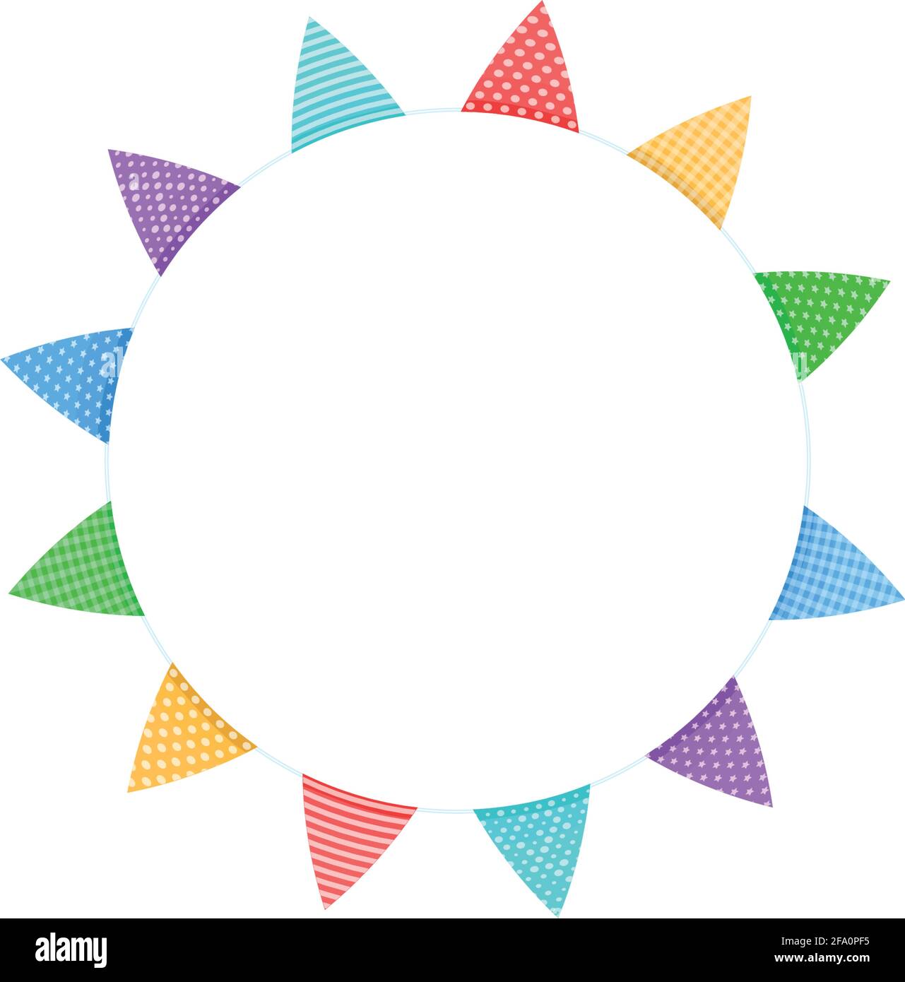 The frame is round with multicolored flags on a string .Vector ...