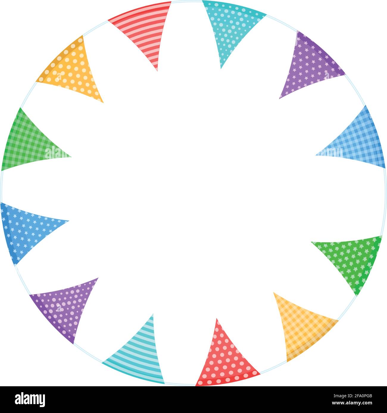 The frame is round with multicolored flags on a string .Vector ...