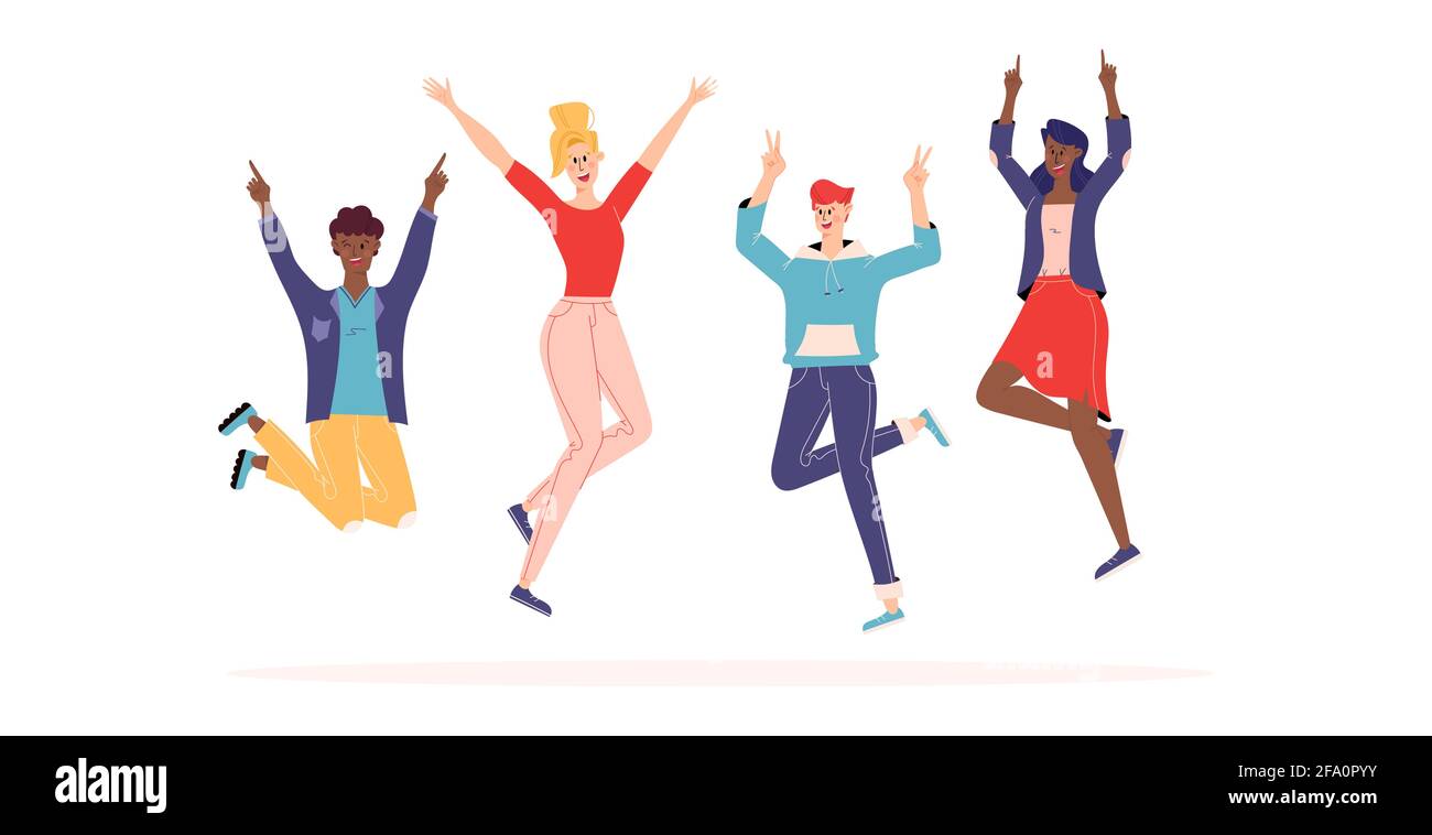 Happy jumping people Stock Vector Image & Art - Alamy