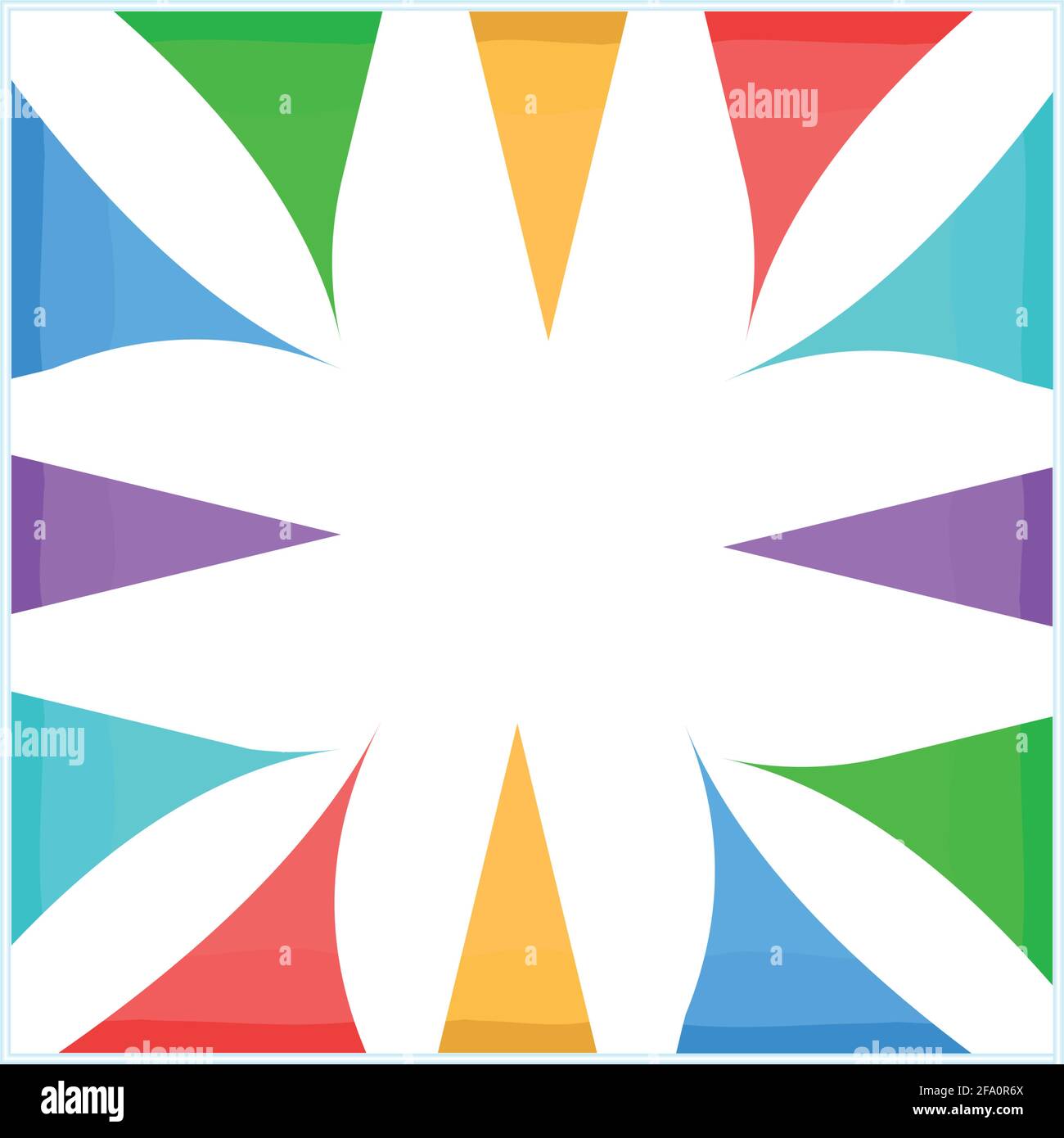 The frame is square with multicolored flags . Triangular colored flags ...