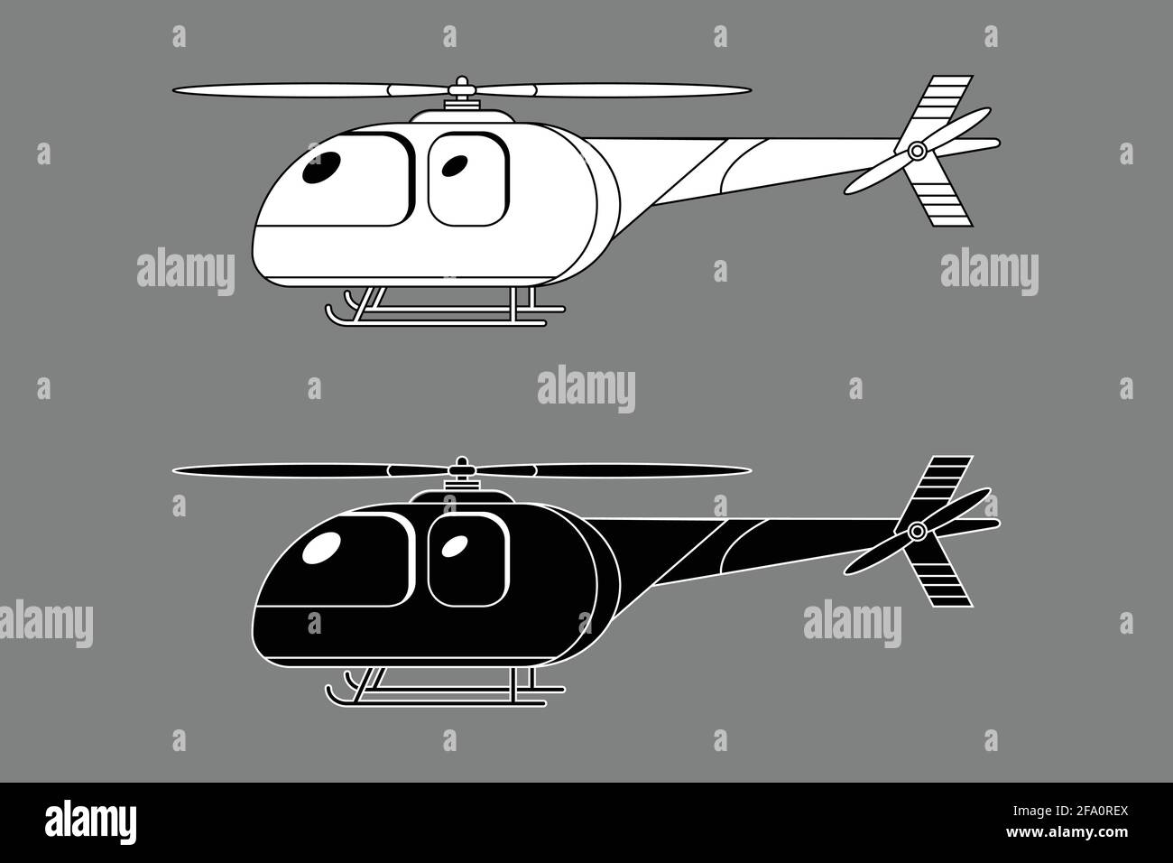 Side view of a helicopter black white outline Stock Vector Image & Art ...