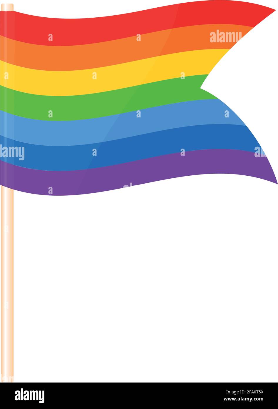 A colored flag on a flagpole. Seven colors of the rainbow.. Vector ...