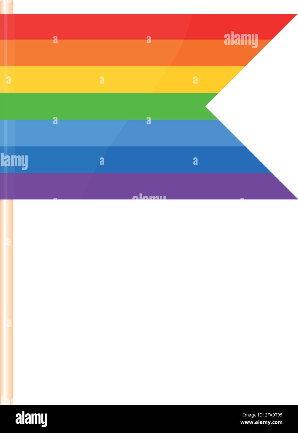 A colored flag on a flagpole. Seven colors of the rainbow.. Vector ...
