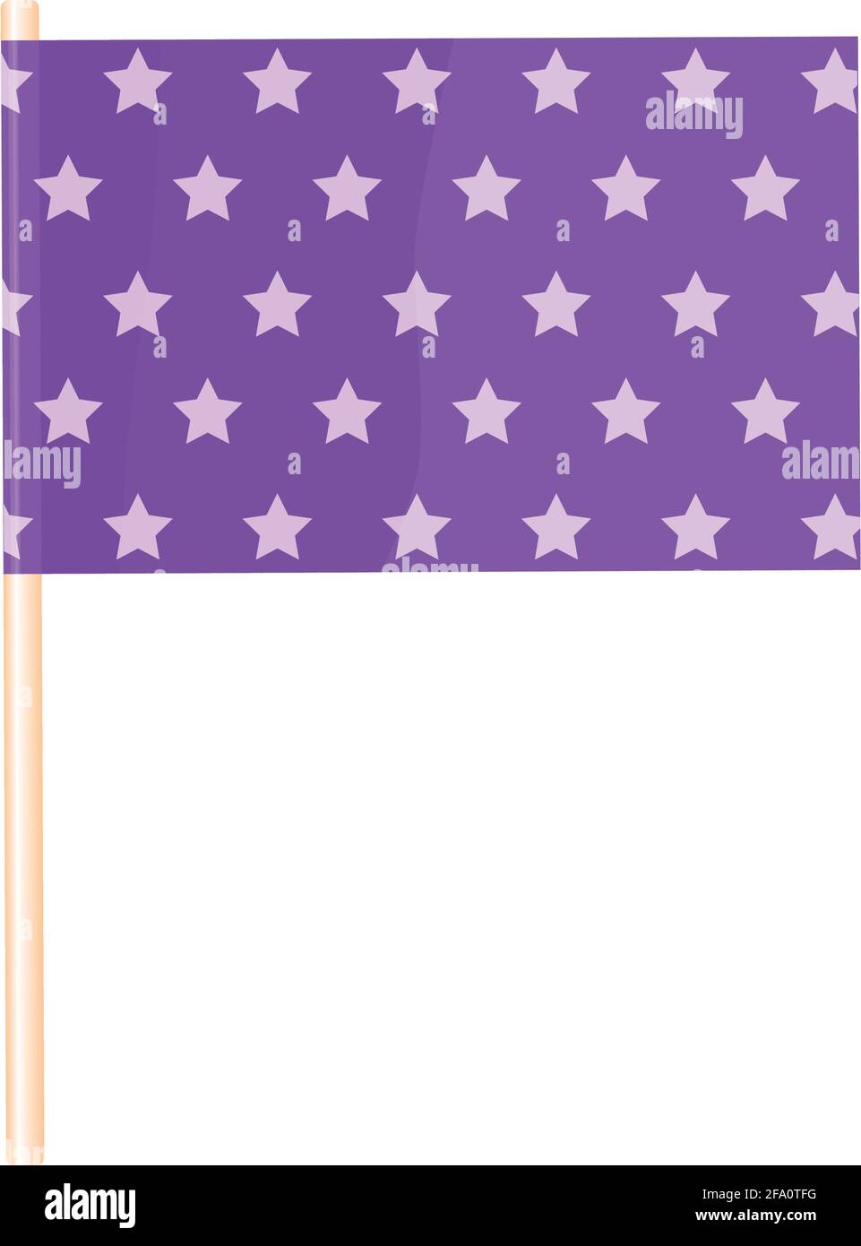 Violet flag with stars on a wooden flagpole. Vector illustration Stock ...