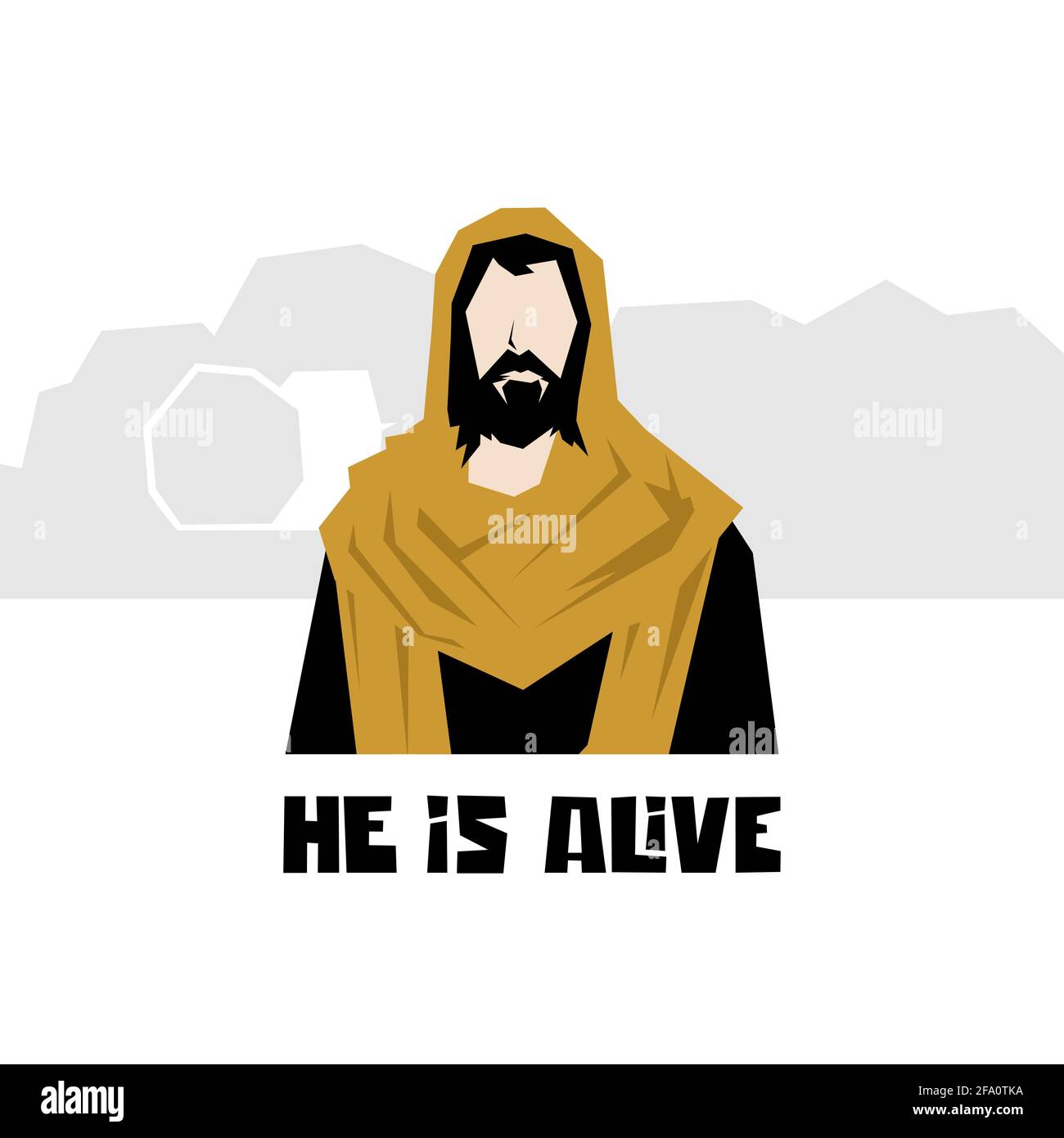Biblical illustration. Christian art. He is alive Stock Vector Image ...