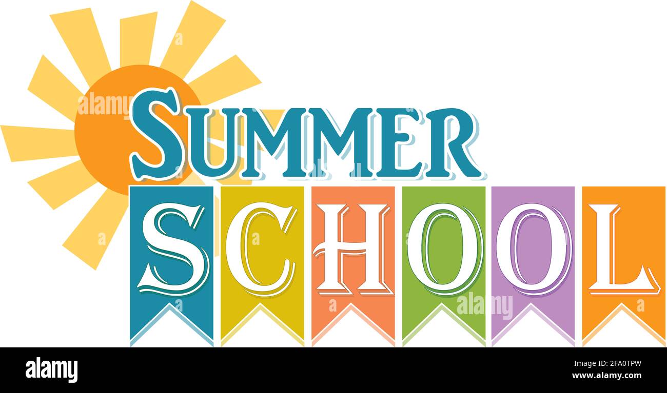 Summer School Logo with Sun Stock Photo - Alamy
