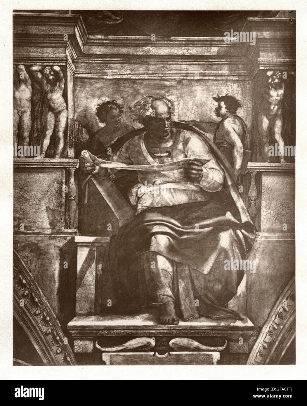 Engraving of the Prophet Joel by Michelangelo Buonarroti (1475 - 1564 ...