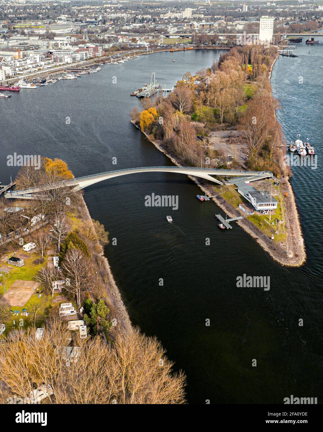 Vertical shot of a bridge between two small islands Stock Photo - Alamy