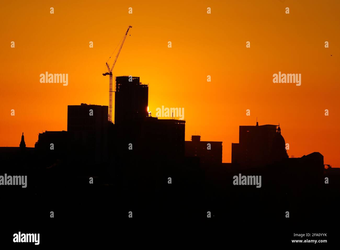 Sunrise behind Leeds City Centre skyline.Yorkshire's tallest building ...