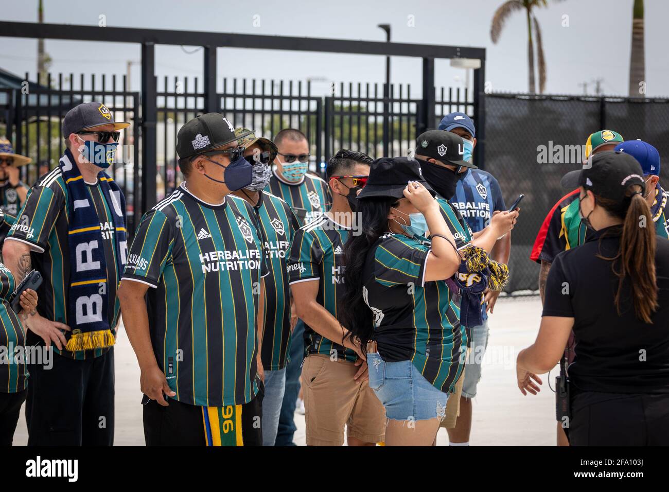 Fort Lauderdale, Florida, USA - April 18, 2021: LA Galaxy soccer fans ...