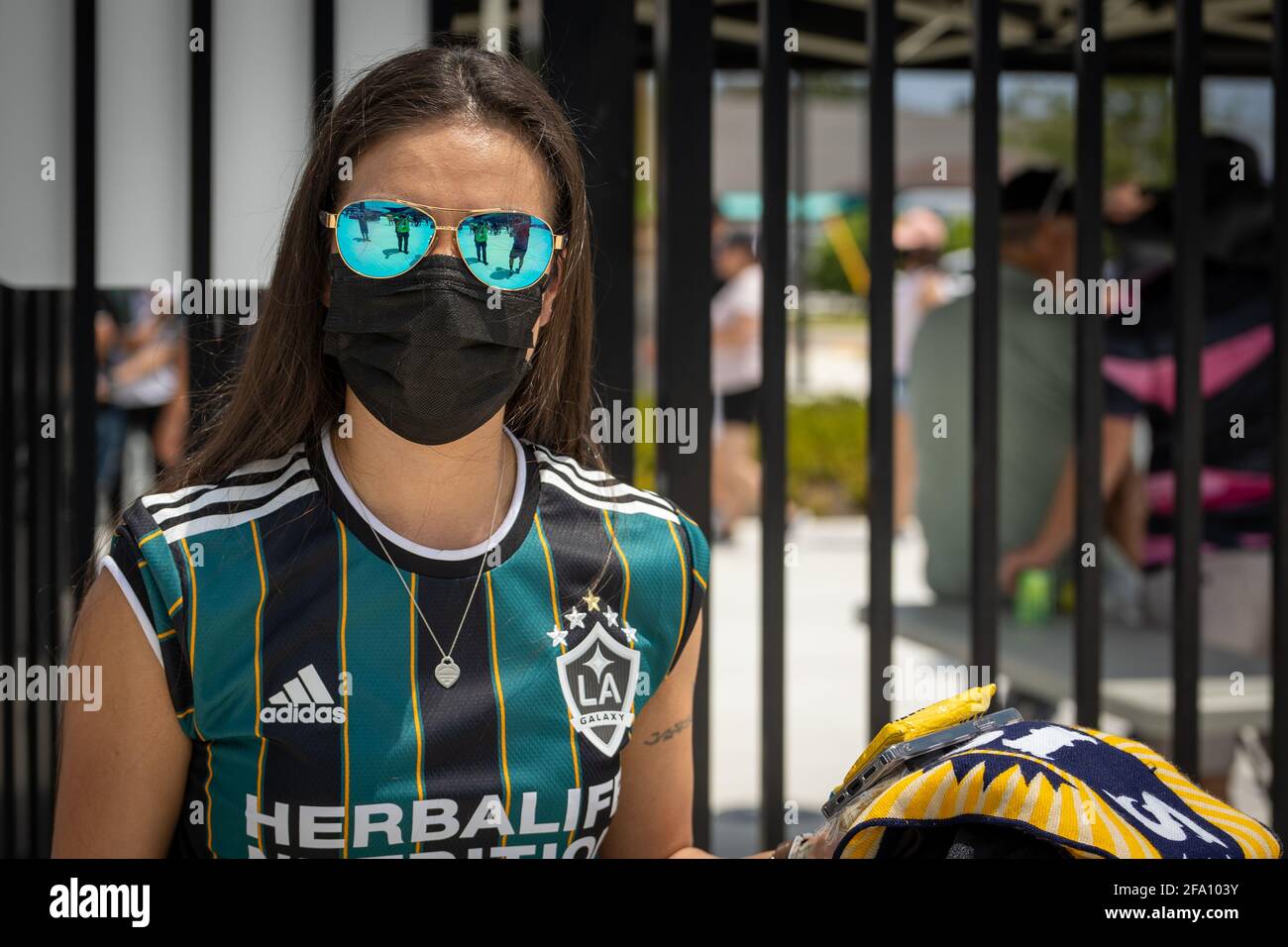 Fort Lauderdale, Florida, USA - April 18, 2021: LA Galaxy soccer fans ...