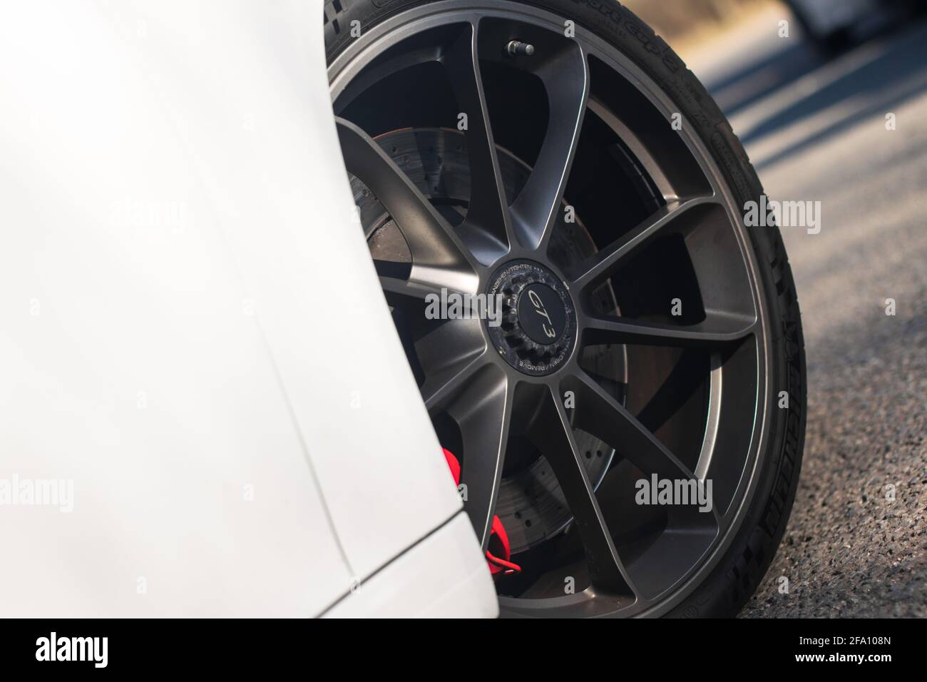 GT3 Branded Satin Silver Wheels On A White 2014 Porsche 911 GT3 991.1 ...