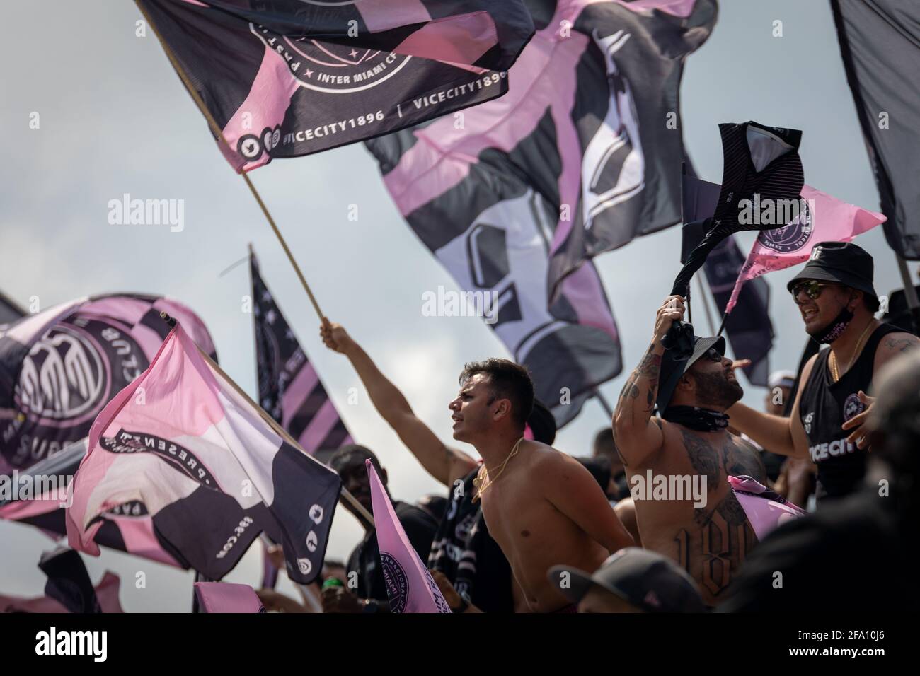 Fort Lauderdale, Florida, USA - April 18, 2021: Inter Miami CF fans ...