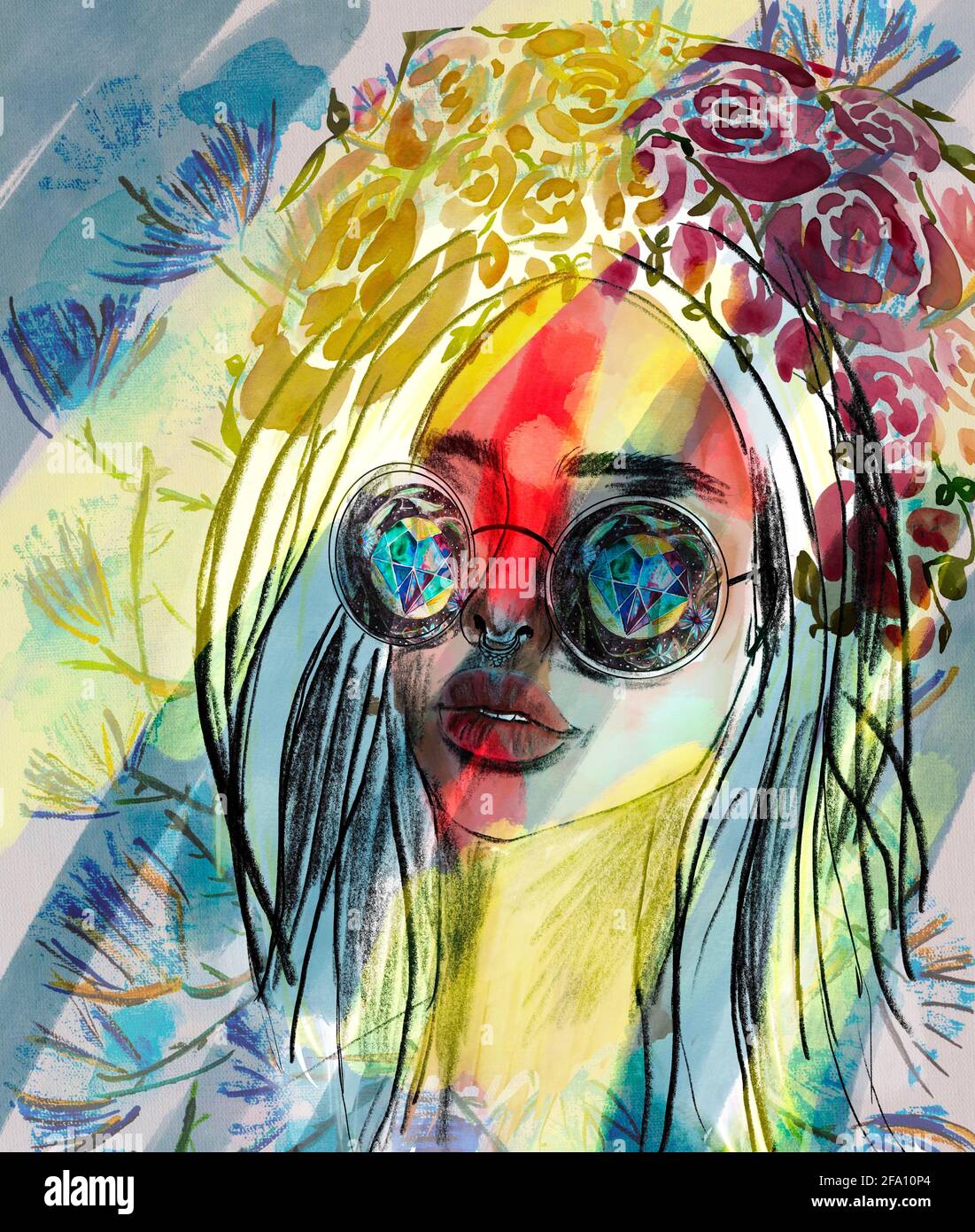 illustration of a woman's face concept art Stock Photo - Alamy