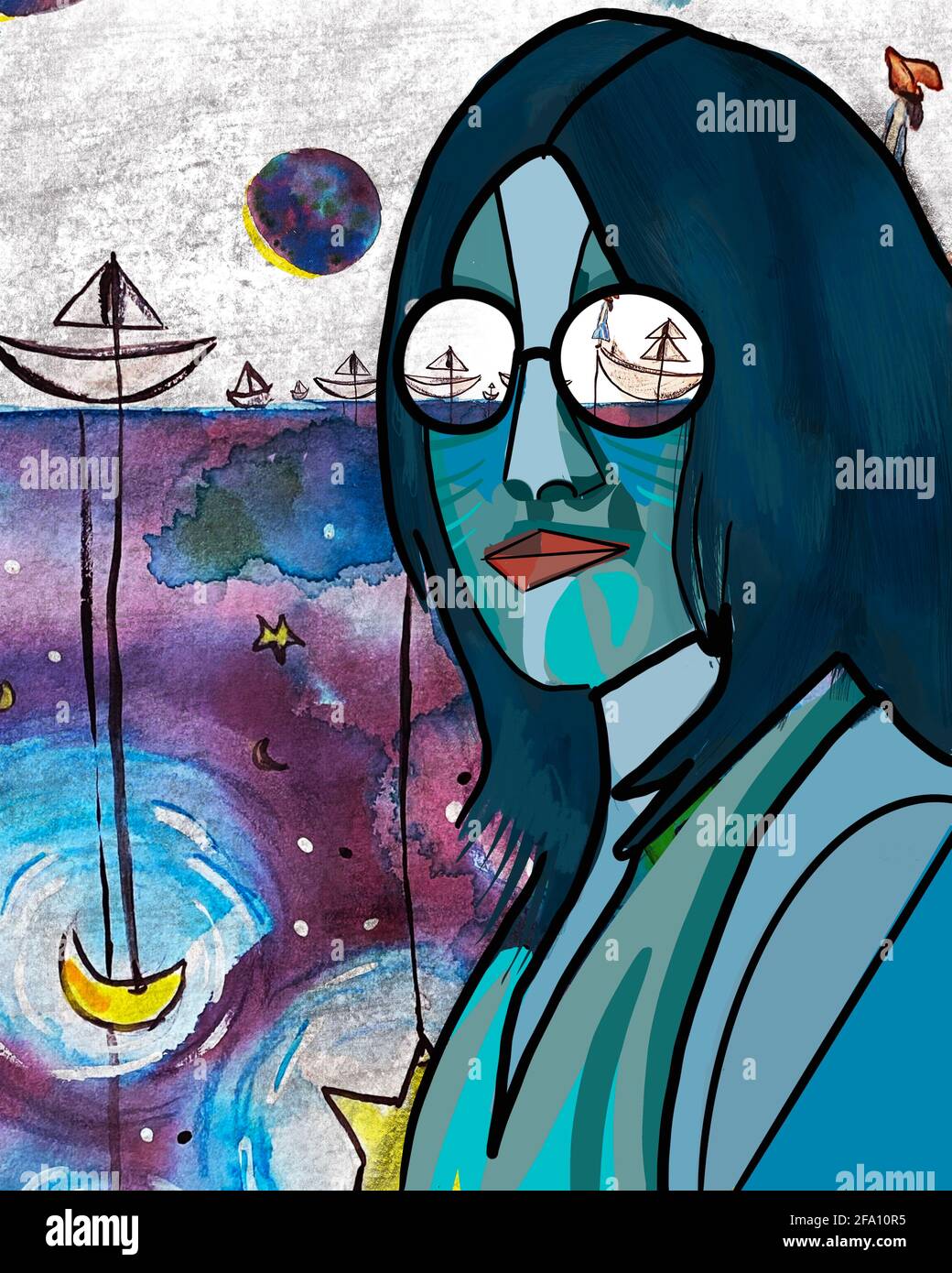 illustration of a woman's face concept art Stock Photo - Alamy