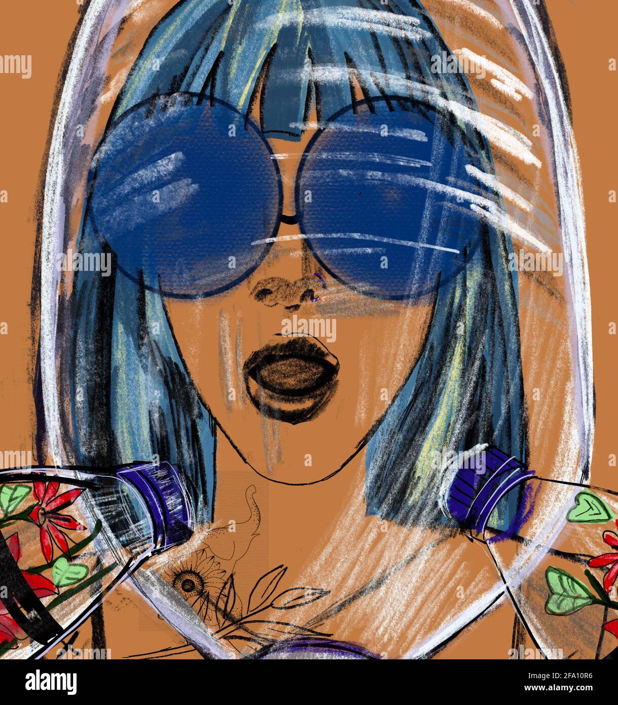 illustration of a woman's face concept art Stock Photo - Alamy