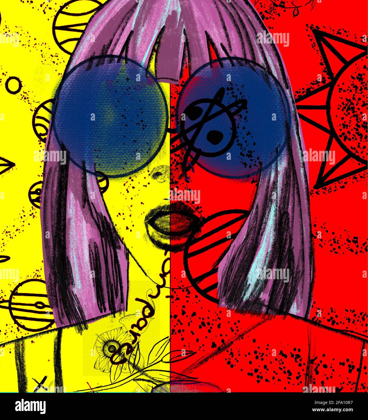 illustration of a woman's face concept art Stock Photo - Alamy