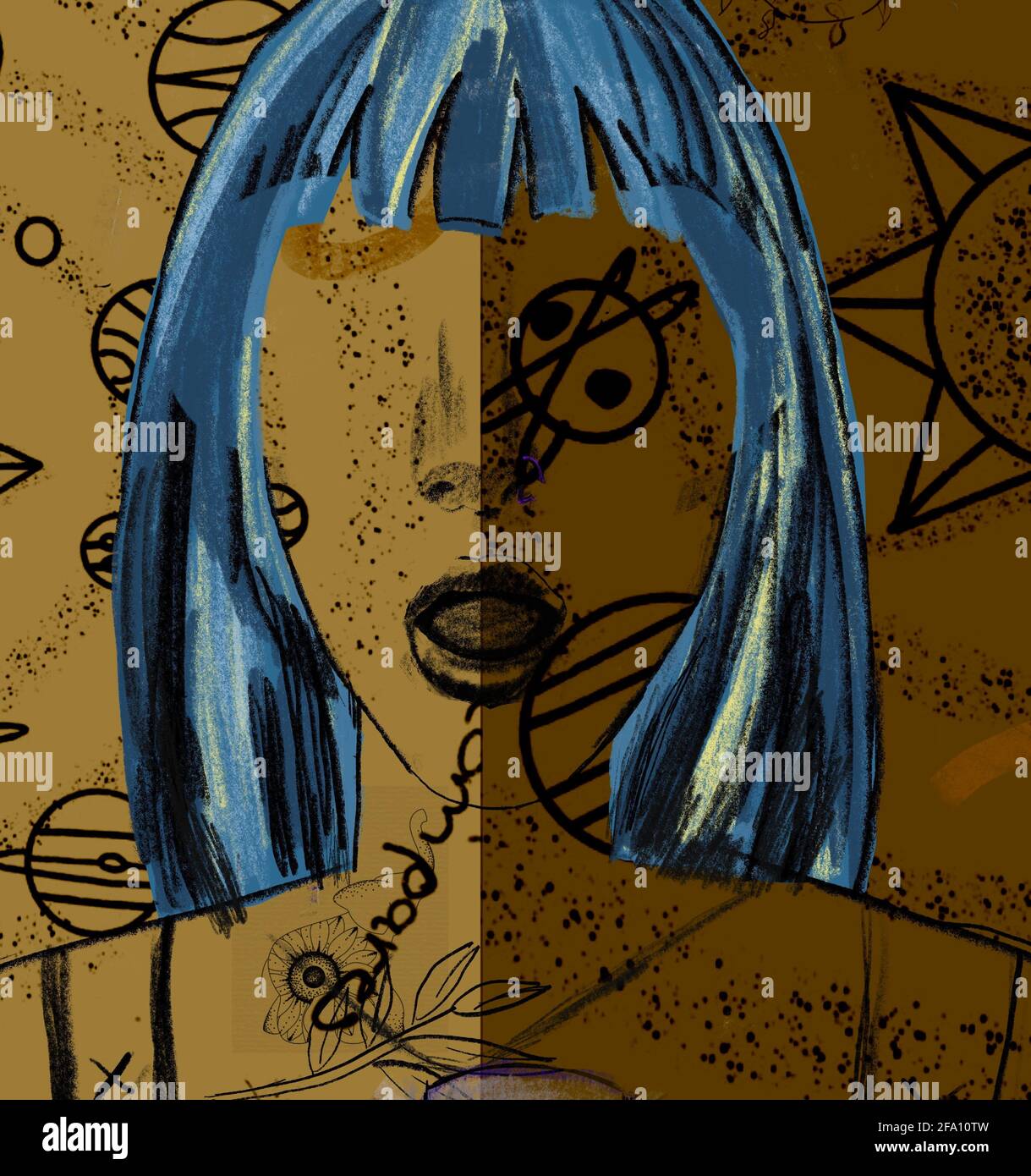 illustration of a woman's face concept art Stock Photo - Alamy