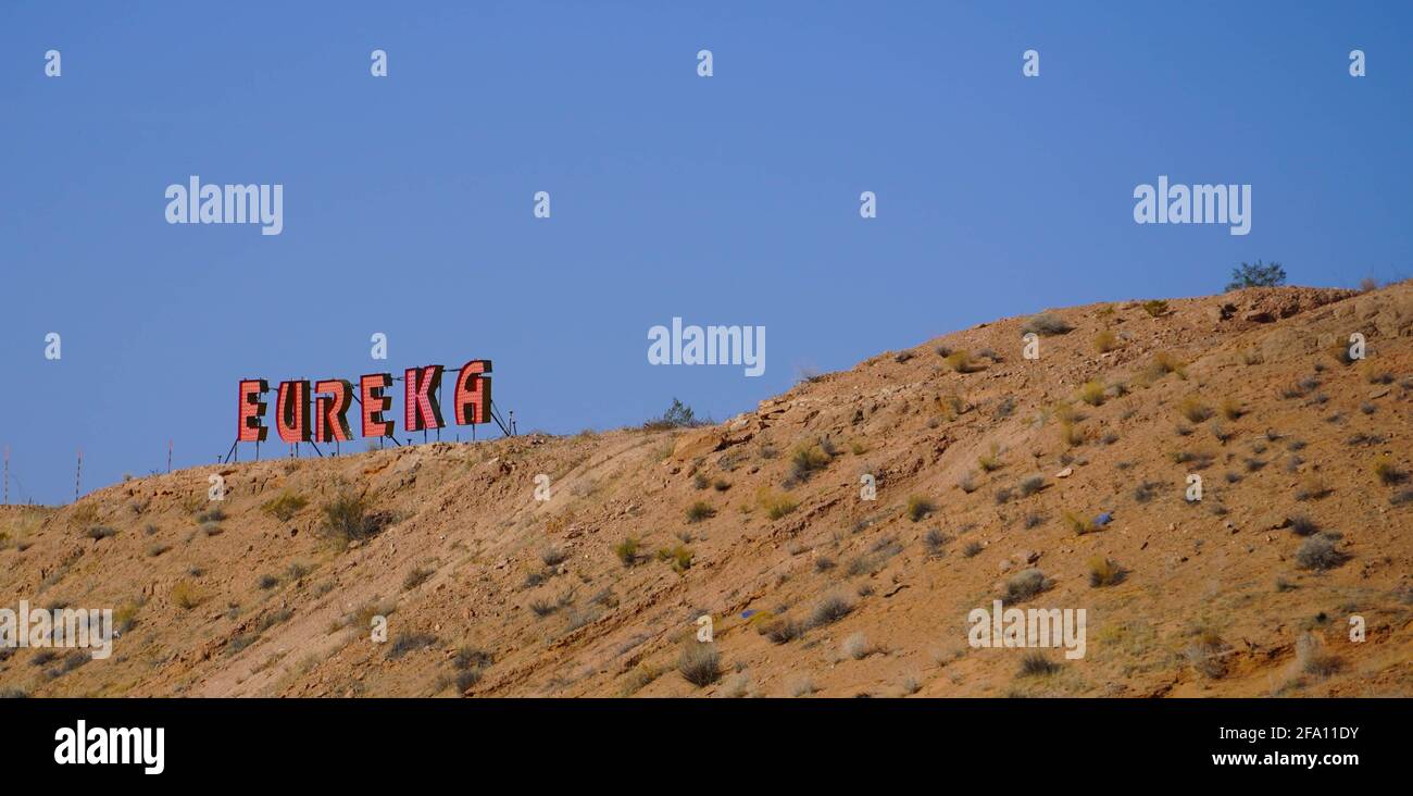 Eureka sign above Mesquite, NV Stock Photo - Alamy