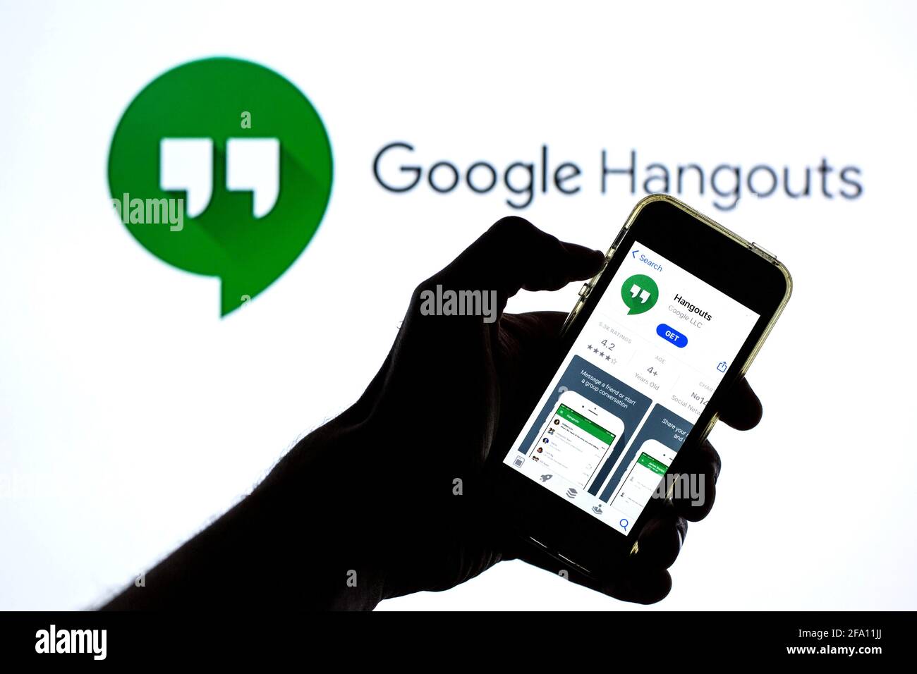 In this photo illustration a Google Hangouts app in App Store seen ...