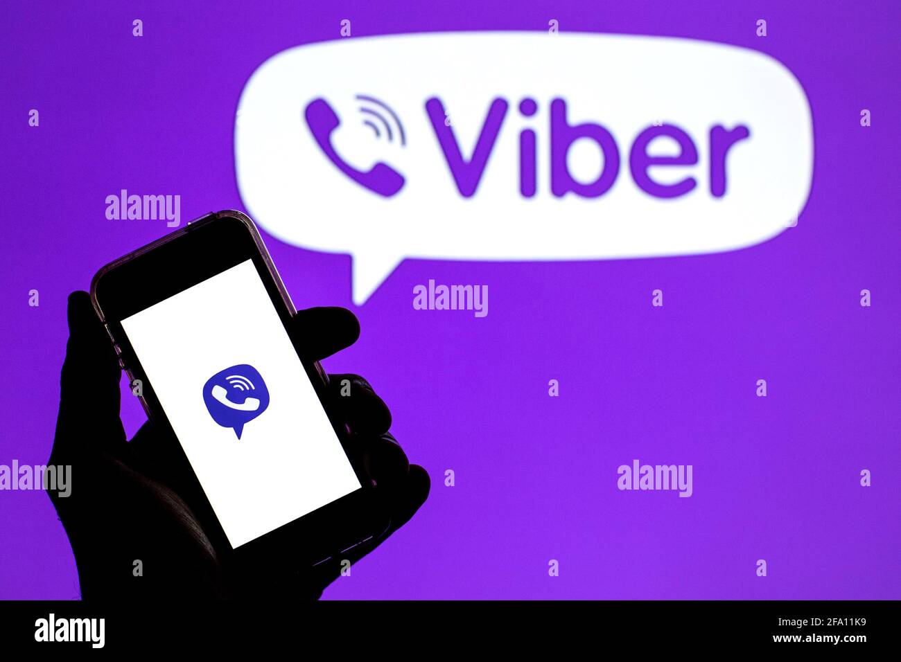 In this photo illustration a Rakuten Viber app seen displayed on a ...