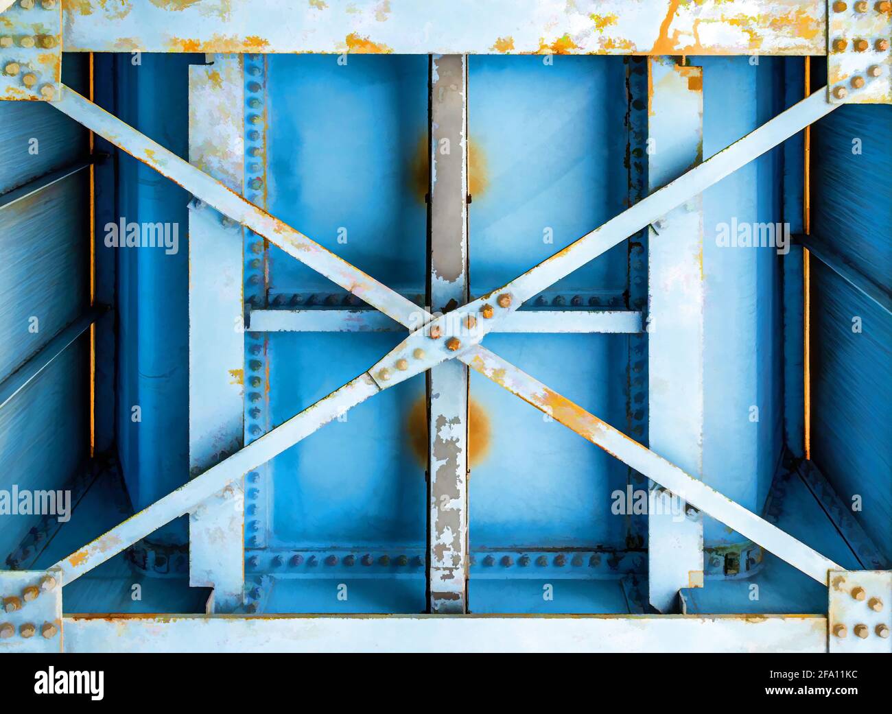 Heavy-duty metal box, that supports a railway that runs over it Stock ...