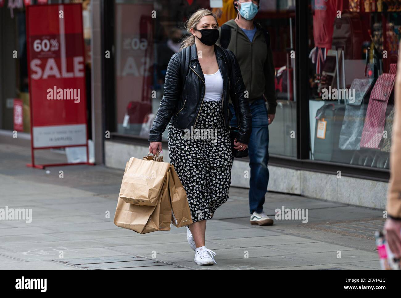 LONDON, ENGLAND, APRIL 21ST; Shoppers on Oxford Street, London on ...
