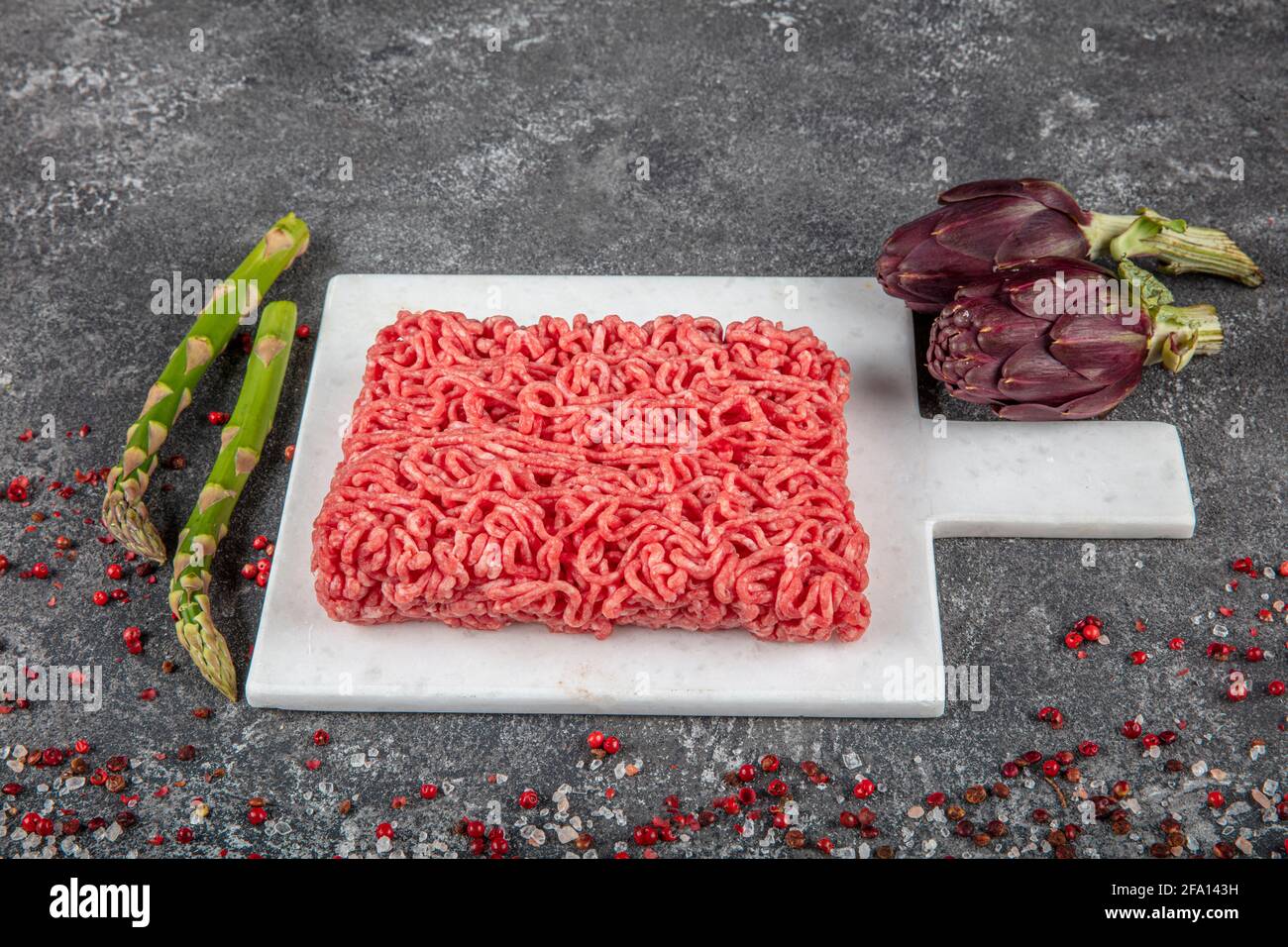 Ground beef. Fresh Raw mince, Minced beef, ground meat with herbs and ...
