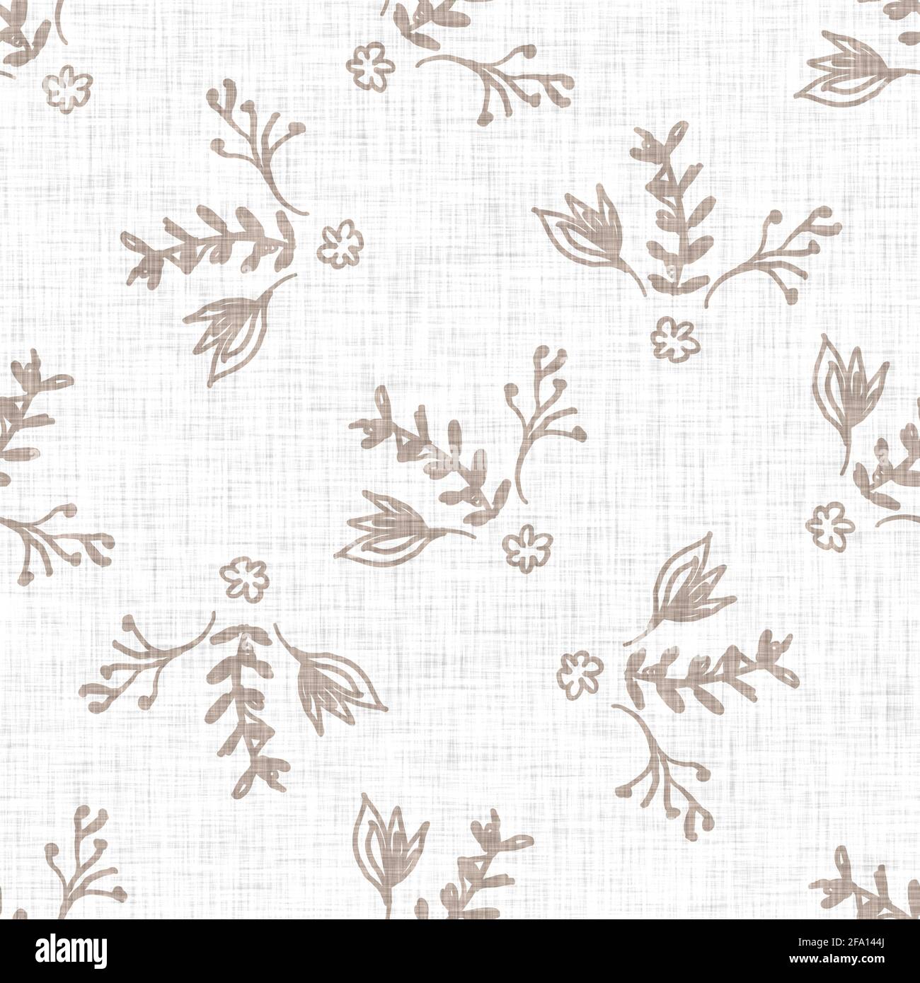 Seamless minimalist doodle flower pattern background. Calm two tone ...