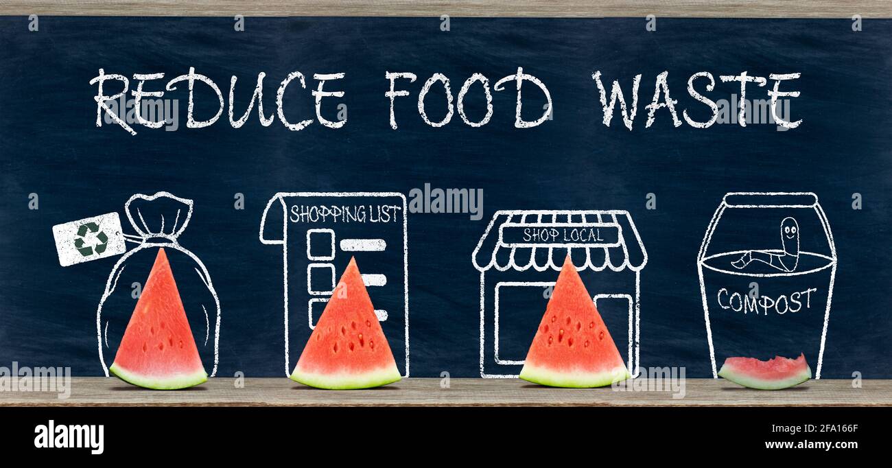 Reduce food waste text, ways to reduced food waste using watermelon ...