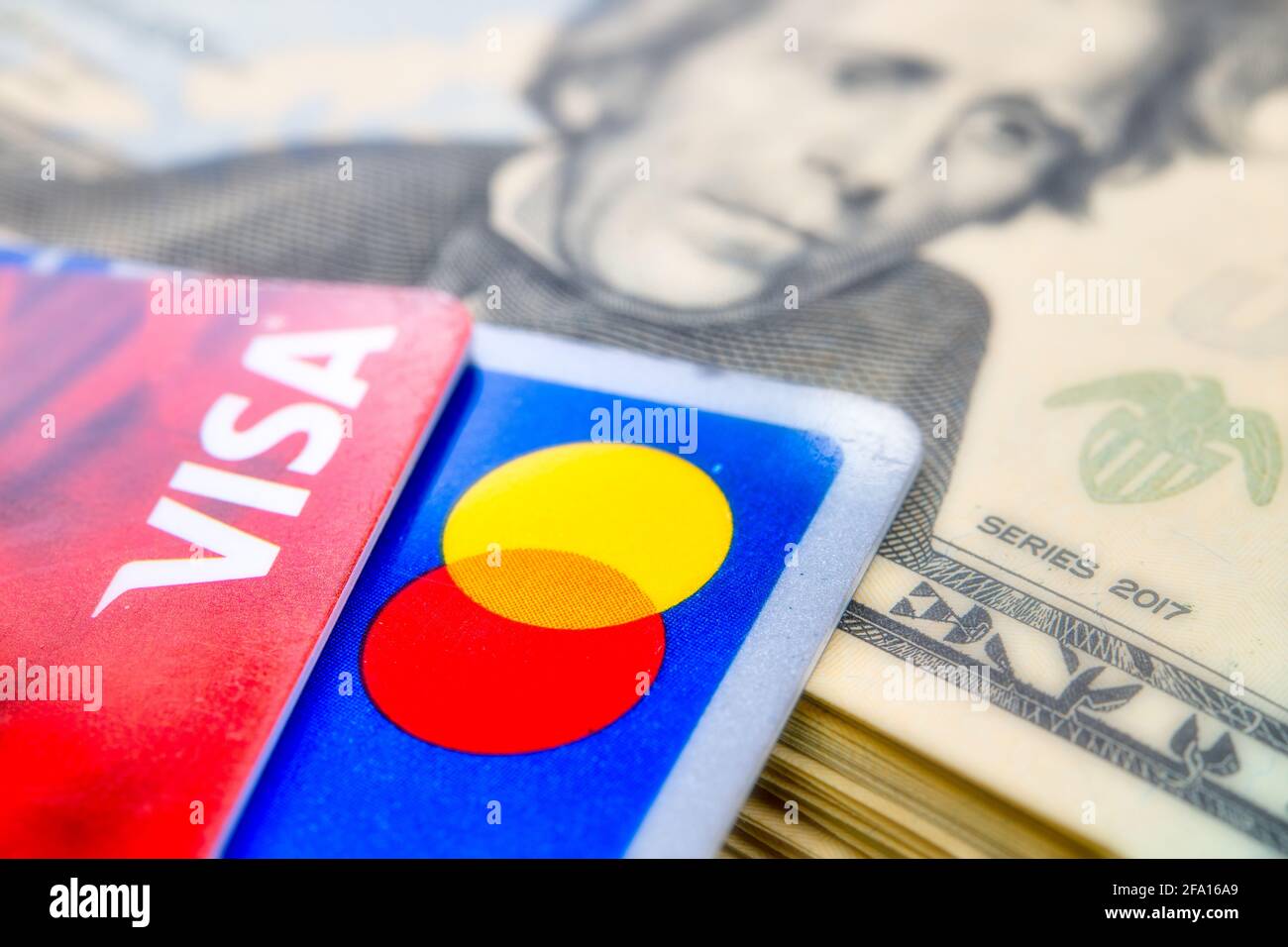 Credit cards over money Stock Photo - Alamy