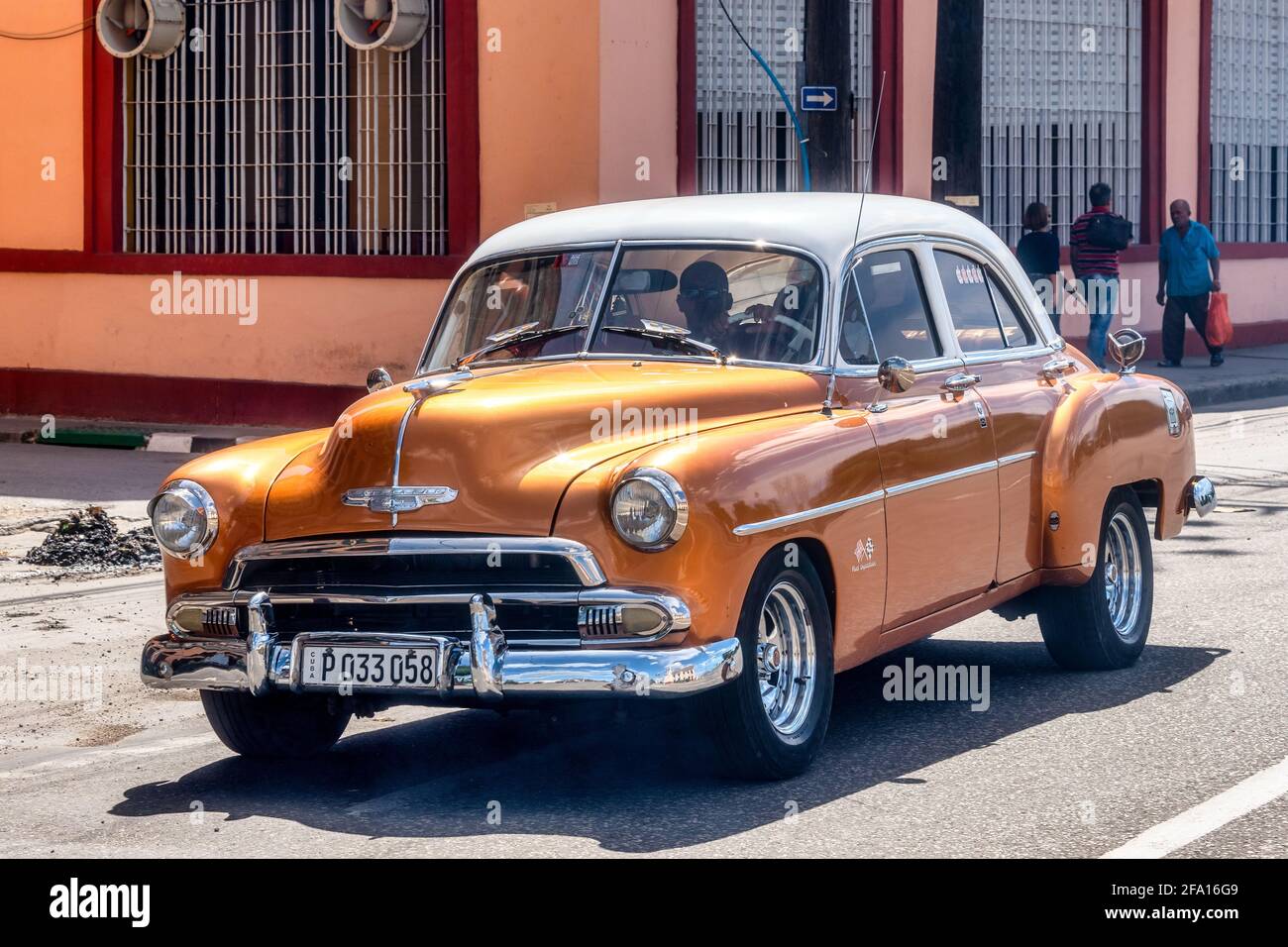 Vintage American Chevrolet Car In Orange Color, Santiago de Cuba, Cuba ...