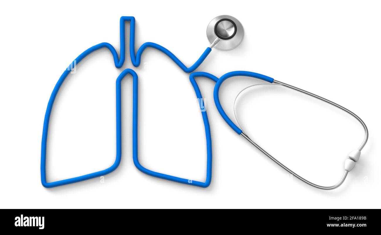 Lung shape stethoscope isolated on white background. 3d render Stock ...