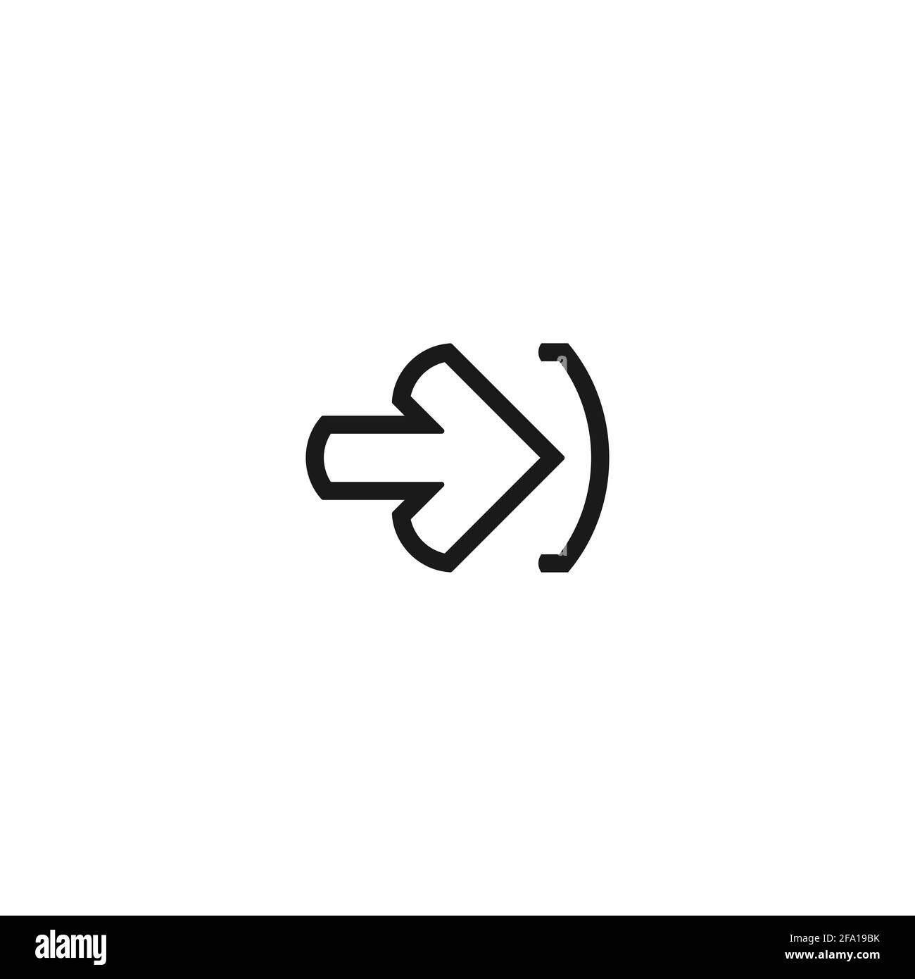 Enter or log in icon. Isolated on white. black line right rounded arrow ...