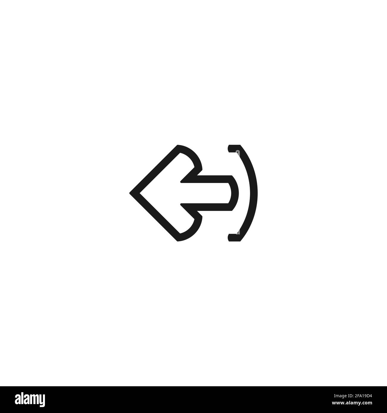 Exit or logout, log off icon. Isolated on white. Black line rounded right arrow with bracket ...