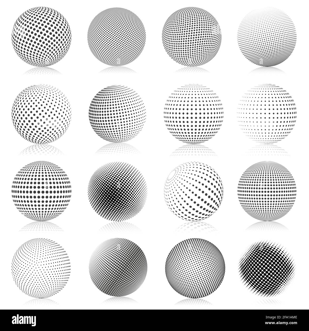 Halftone sphere. Abstract gradient dotted texture globe elements, round ...