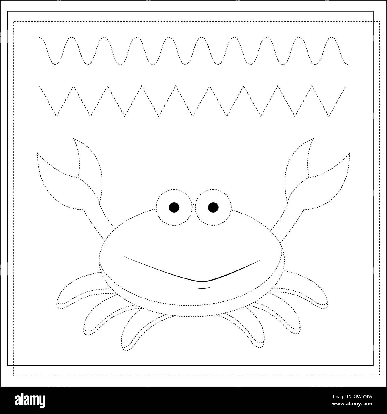 Page coloring books, handwriting practice for kids, crab. A sketch ...