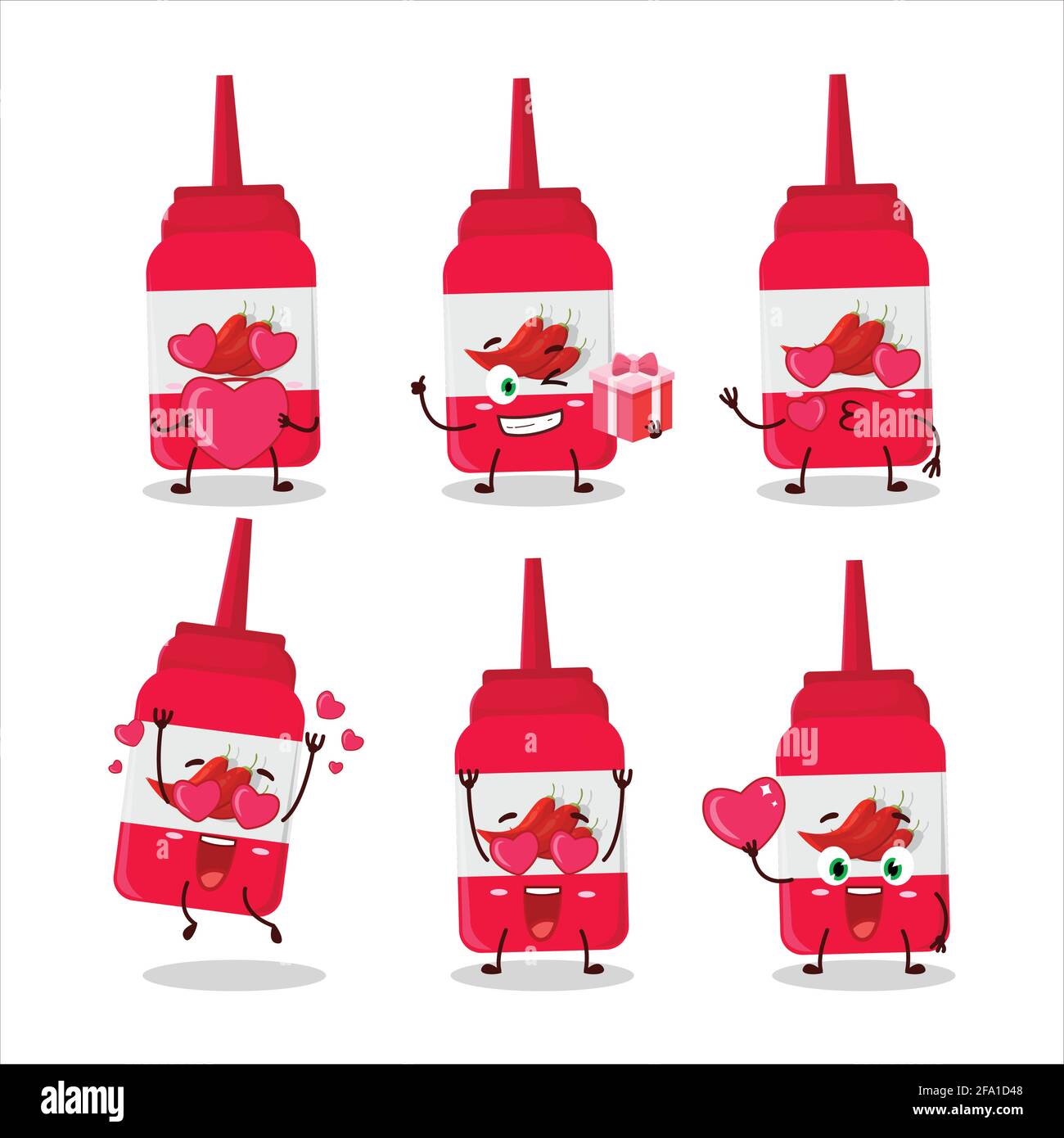 Hot sauce cartoon character with love cute emoticon. Vector ...