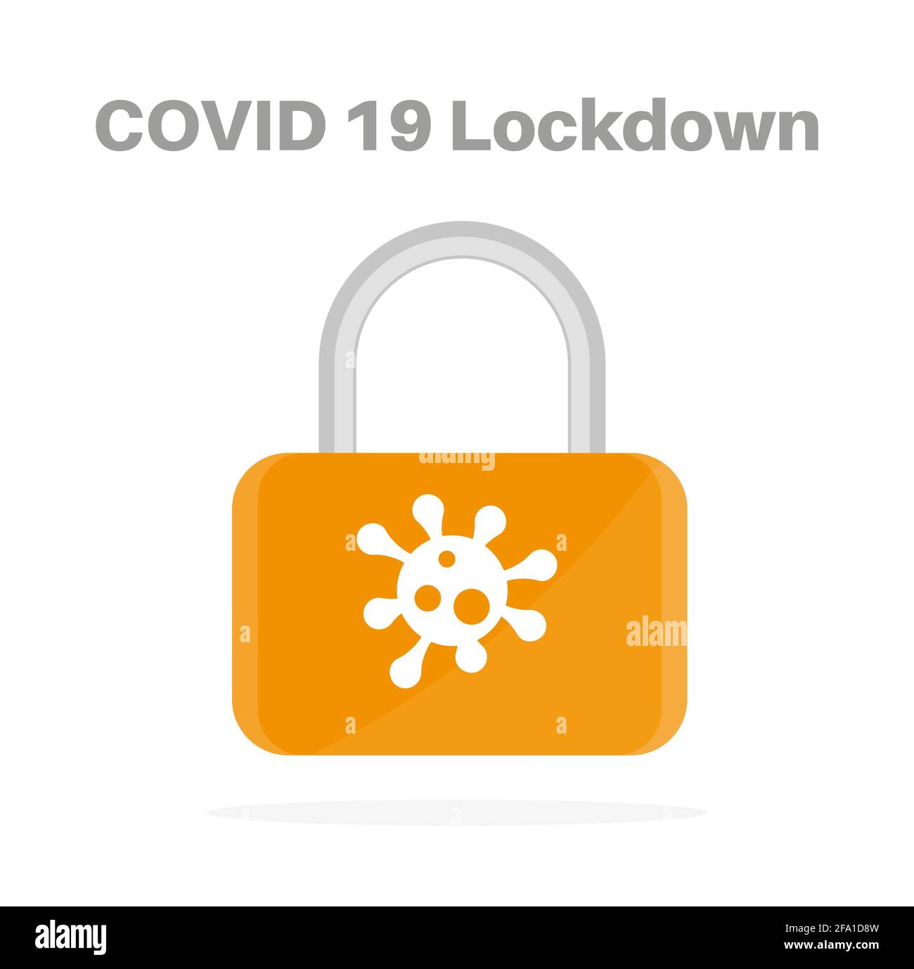 COVID 19 lockdown security concept padlock vector illustration on a ...