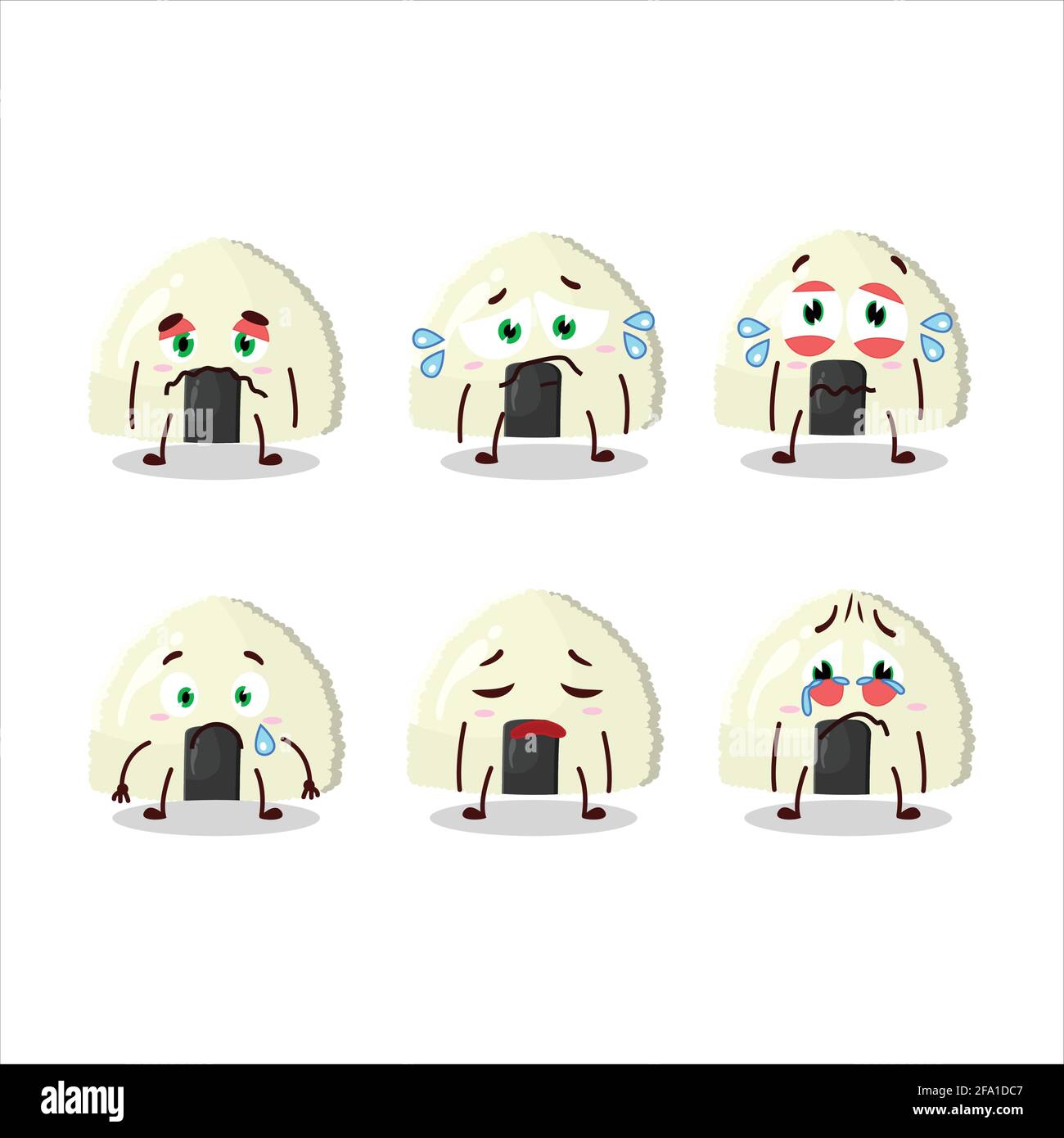 Onigiri cartoon in character with sad expression. Vector illustration ...
